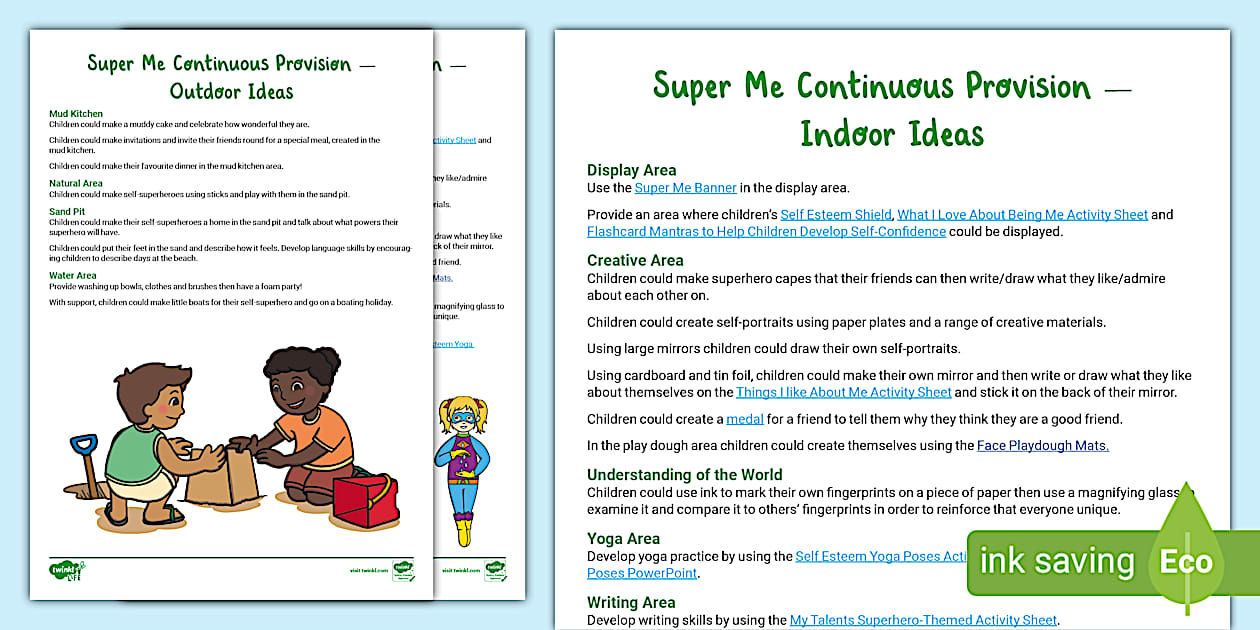 PSED Super Me Continuous Provision Ideas Bank (teacher made)