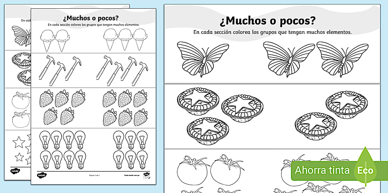 Ficha de actividad: Muchos y pocos - Twinkl
