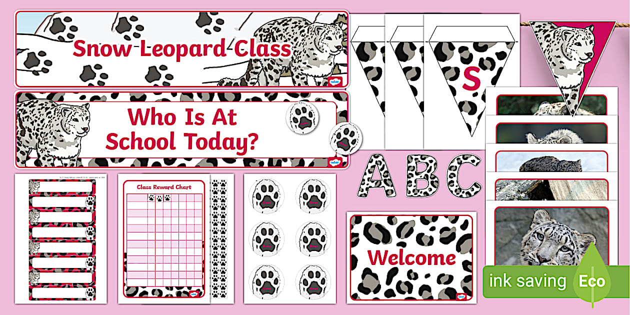 Snow Leopard Classroom Set-Up Display Pack - Twinkl - KS1