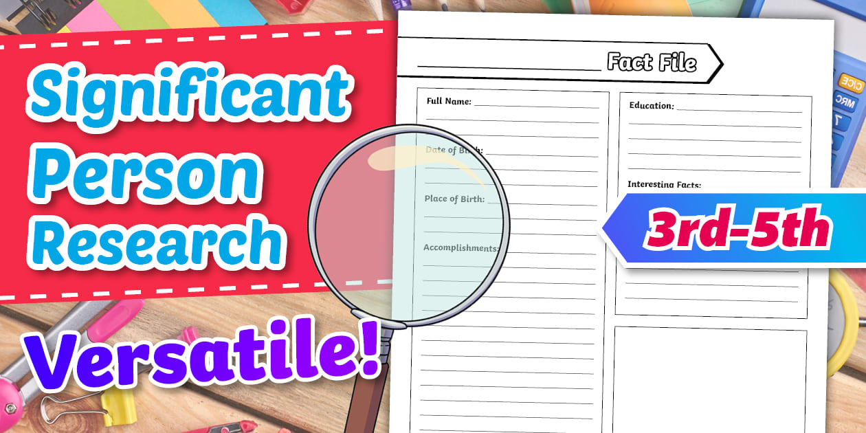 Significant Person Fact File Template for 3rd-5th Grade