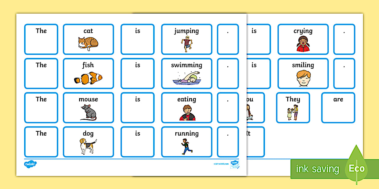 EAL Sentence Builder Cards with Verbs - Twinkl