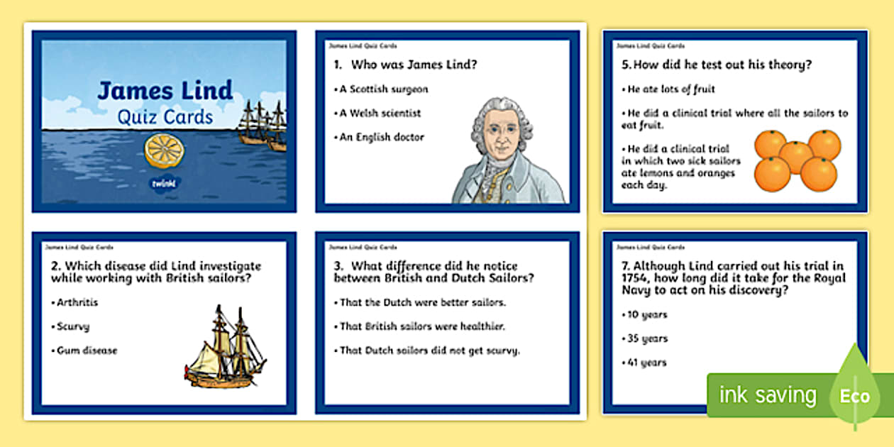 James Lind Quiz Cards (teacher made) - Twinkl