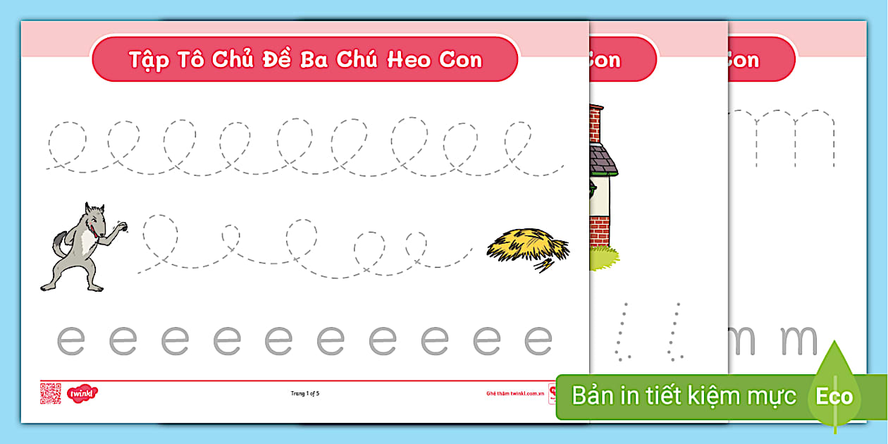 Tập Tô Chủ Đề Ba Chú Heo Con - Twinkl