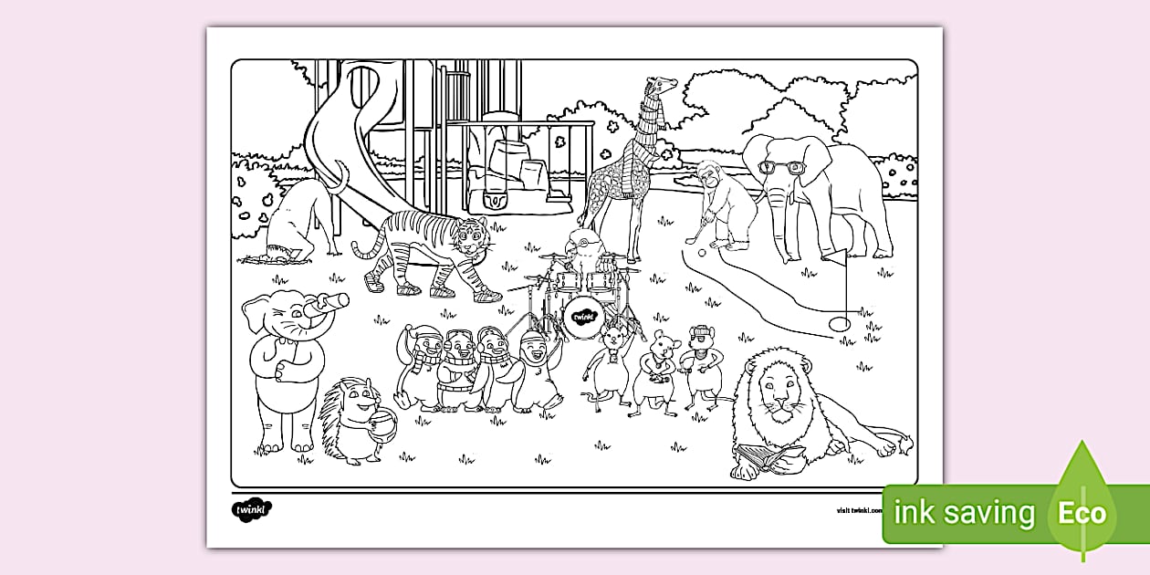 Cartoon Animals Colouring (teacher made) - Twinkl