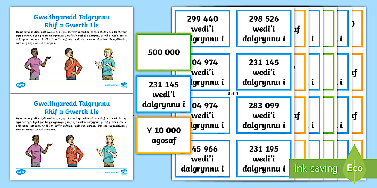 Black and White Gweithgaredd Meistroli Mathemateg Gwerth Lle a Thalgrynnu