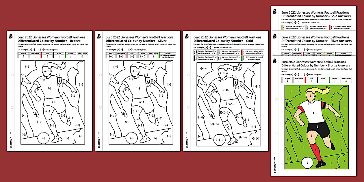 👉 England Women's Football Fractions Colour by Number | Beyond