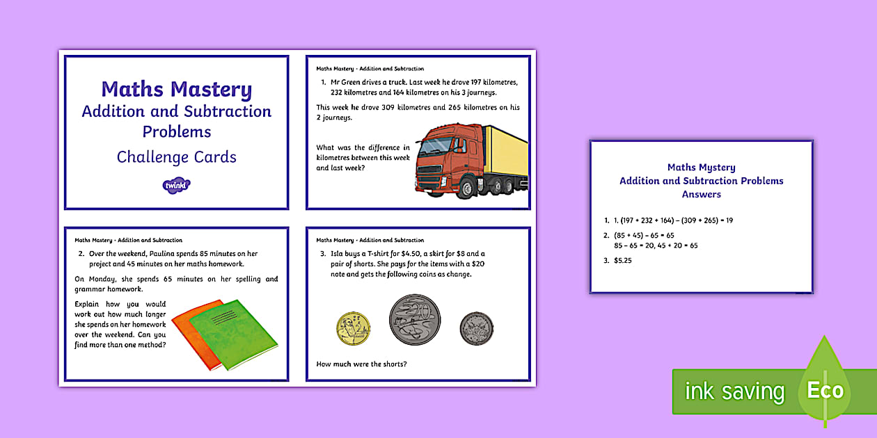 Addition and Subtraction Word Problems Year 6 | Twinkl