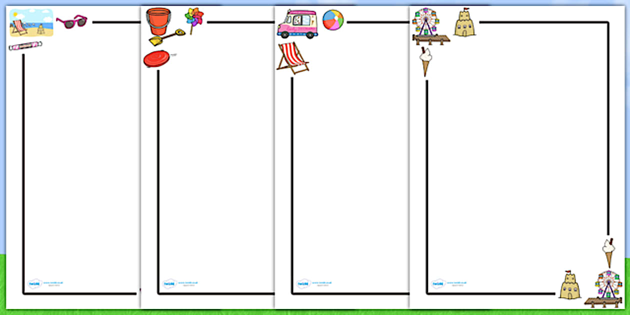 Editable Summer Topic Page Borders (teacher made) - Twinkl