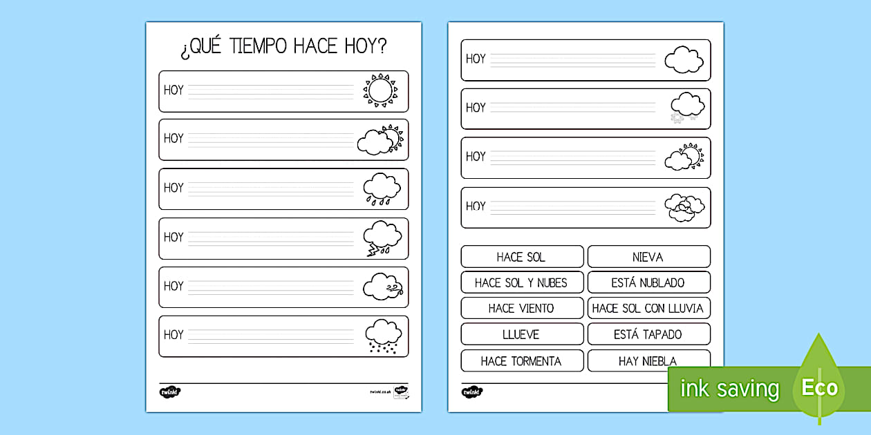 Ficha de completar la frase: El tiempo (teacher made)