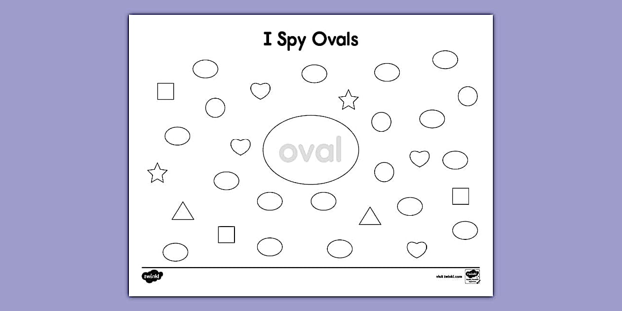 I Spy Ovals: Shape Recognition & Tracing Worksheet