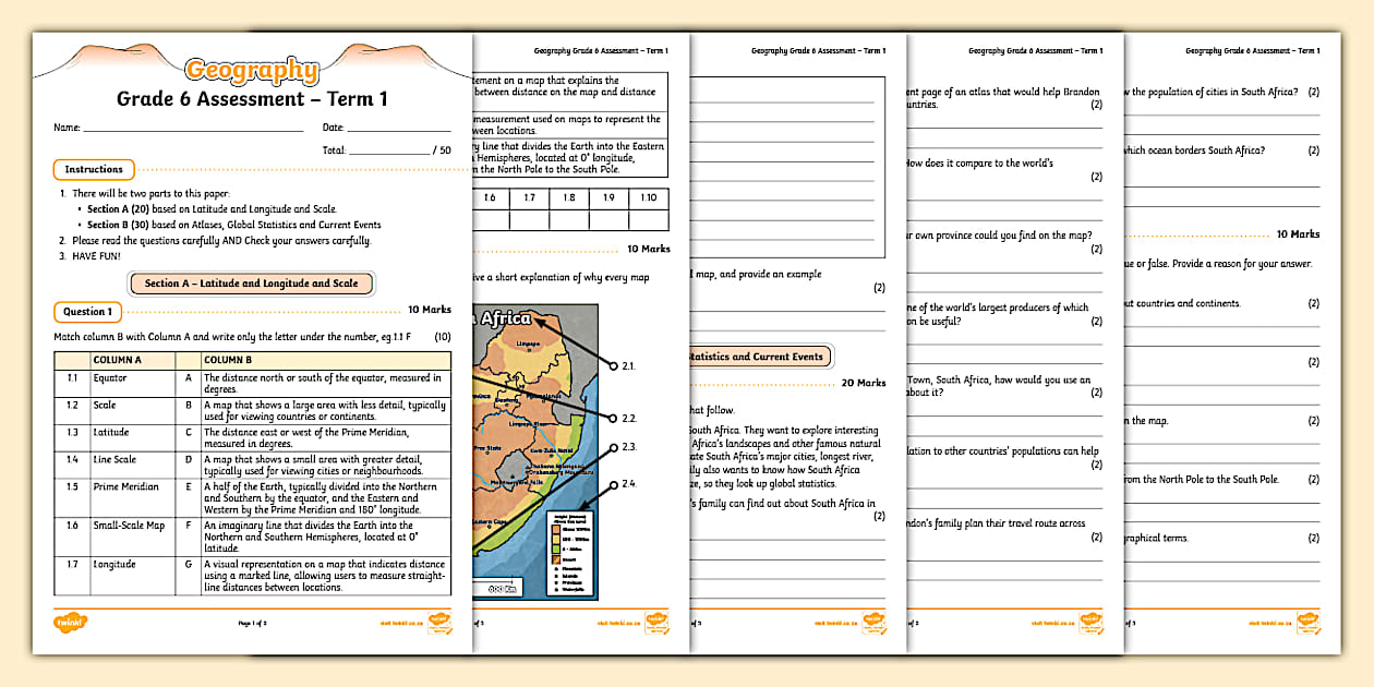 Grade 6 Geography Assessment Term 1 - Twinkl