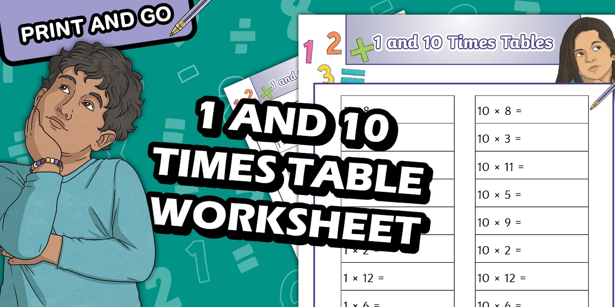 Intermediate Phase - Maths - 1 and 10 Times Table - Worksheet (CAPS ...