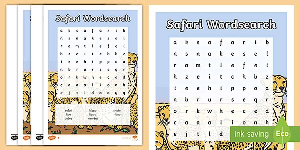 Editable Safari Word Search (teacher made) - Twinkl