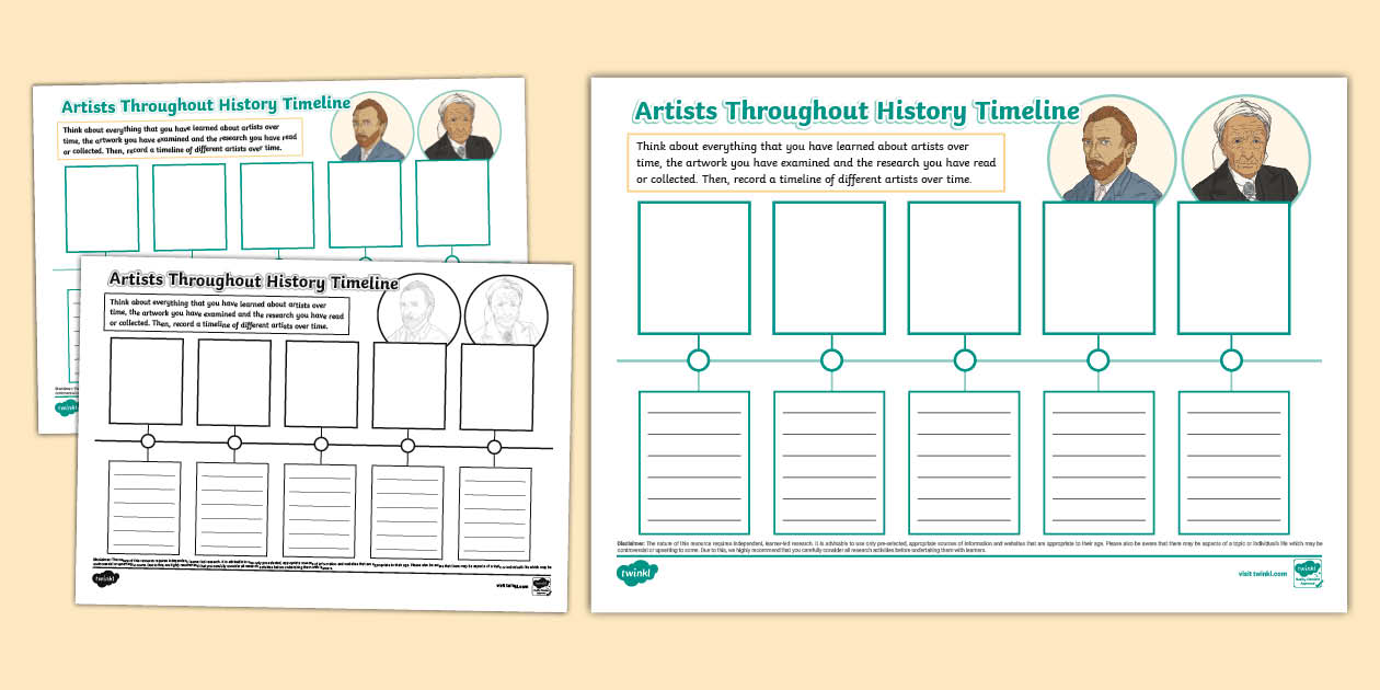 Artists Throughout History Timeline Worksheet (teacher made)