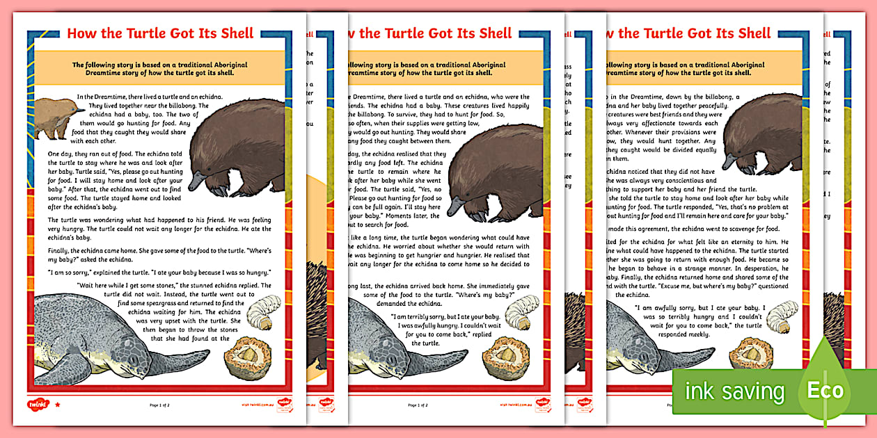 Aboriginal Dreaming How the Turtle Got Its Shell Differentiated Fact File