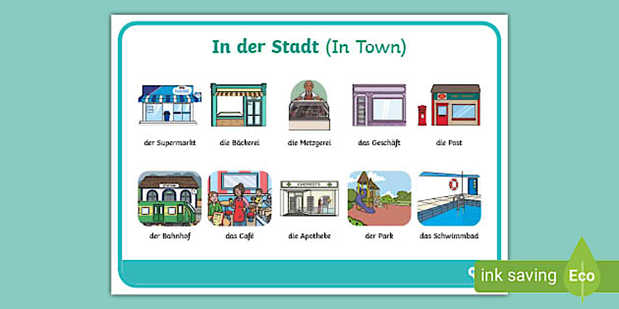 👉 German Places in Town Word Mat (teacher made) - Twinkl