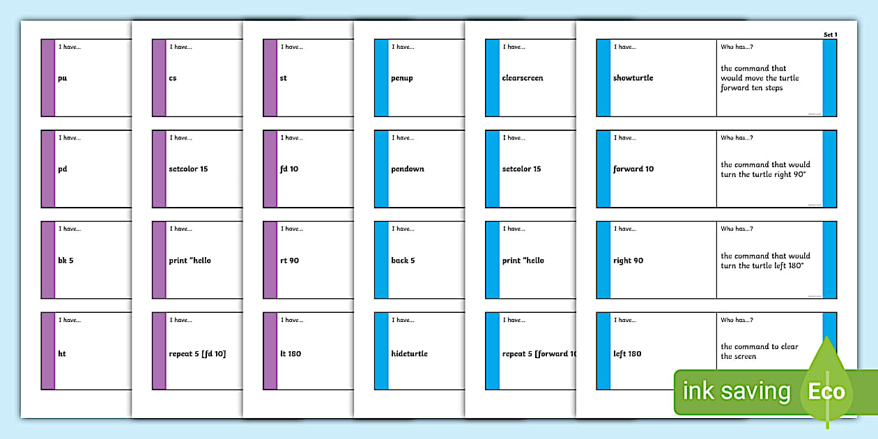Unplugged Turtle Logo Coding Loop Cards - Twinkl - KS2