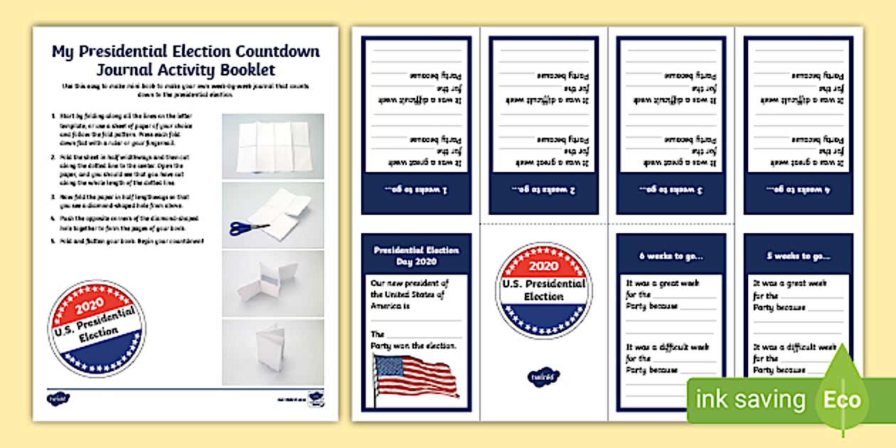 My Presidential Election Countdown Journal Activity Booklet