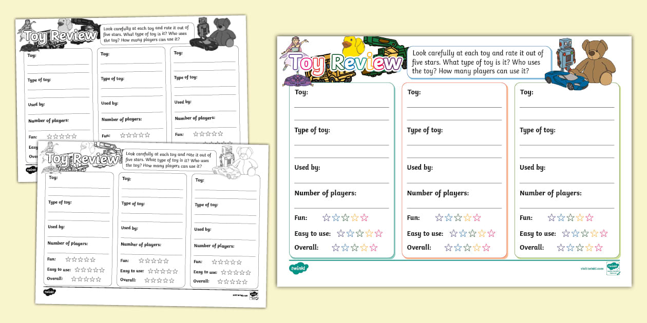 Toy Review Worksheet - Twinkl Design Technology - Twinkl