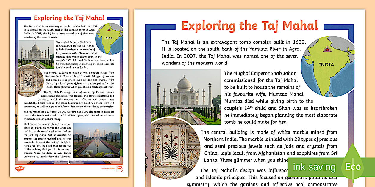 Taj Mahal Facts for Kids - Geography - Resources - Twinkl