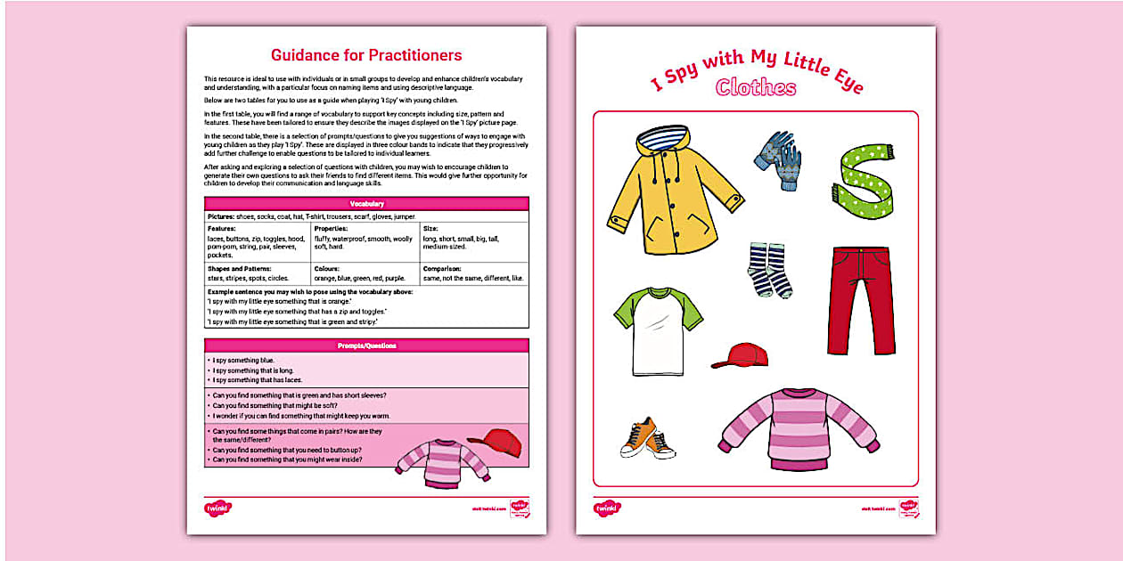 I Spy Clothes Communication and Language Activity | Twinkl