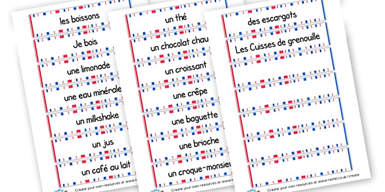 French Food Word Cards (teacher made) - Twinkl
