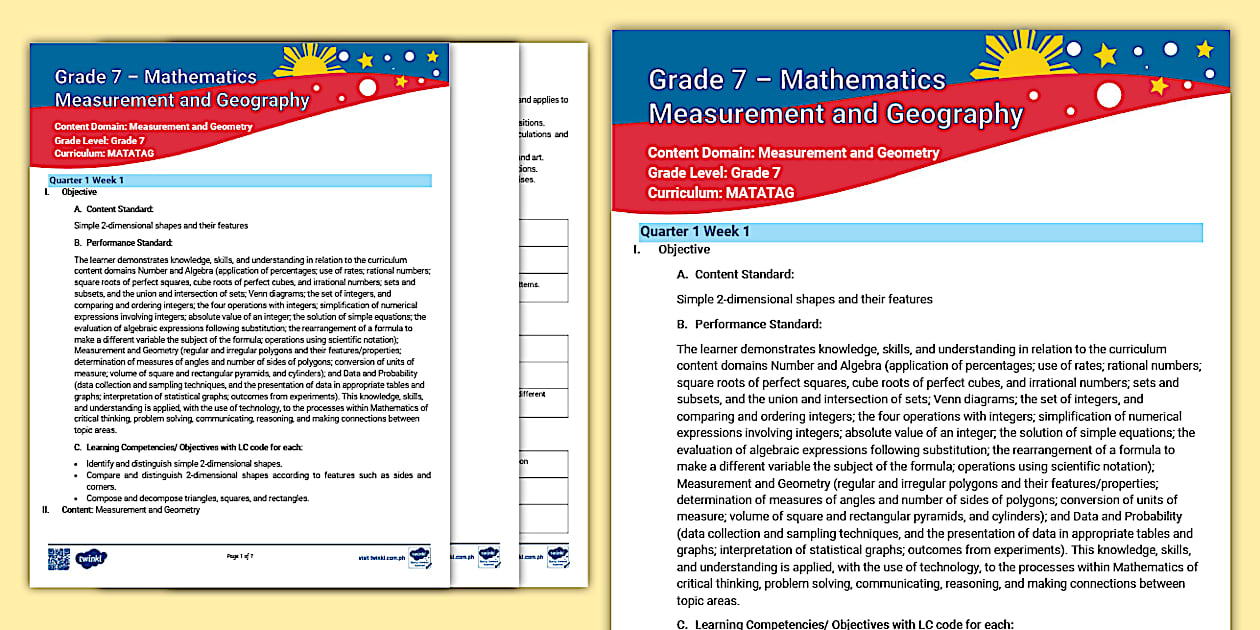 Grade 7 Math- Measurement and Geometry Lesson Plan