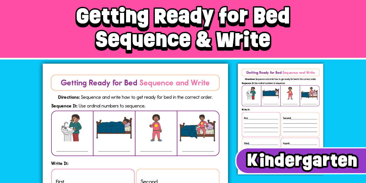 Getting Ready for Bed Sequence and Write Worksheet