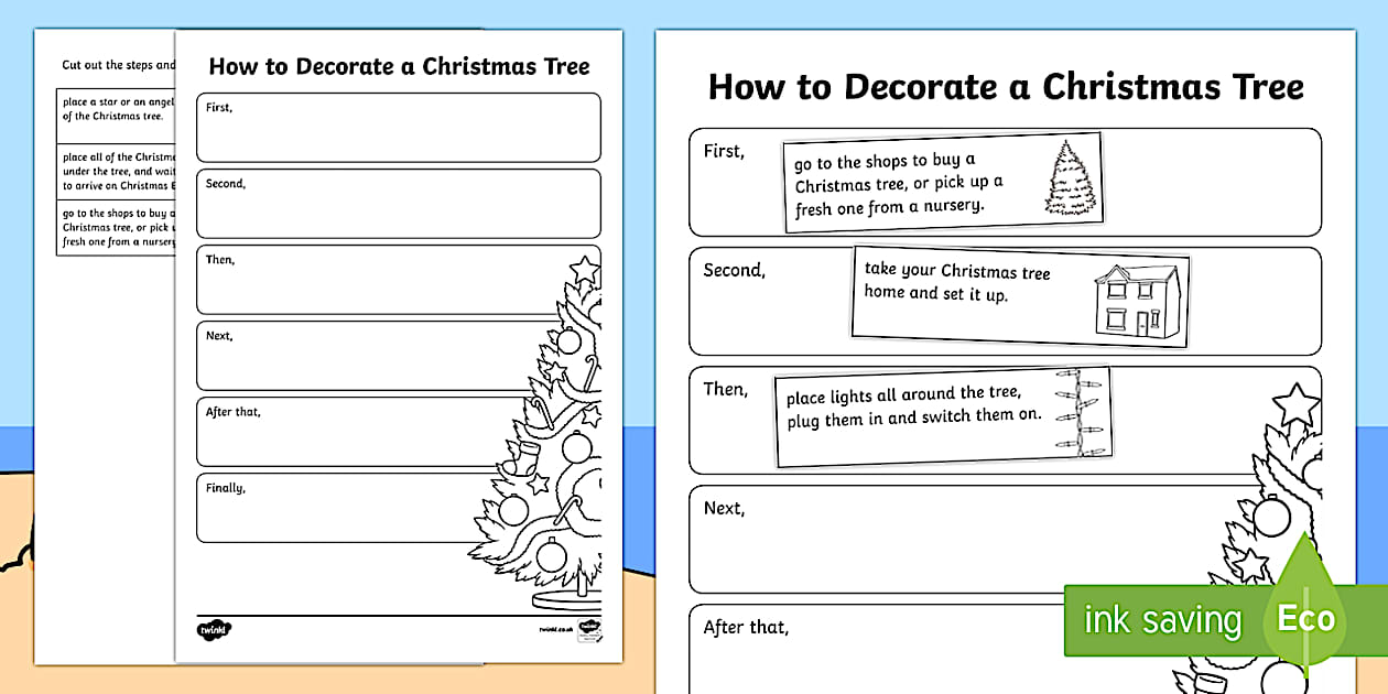 TAS How to Decorate a Christmas Tree Sequencing Worksheet