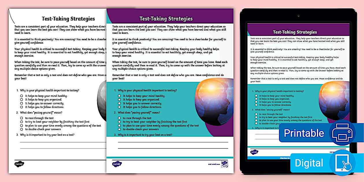 Fourth Grade Test-Taking Strategies Reading Passage Comprehension Worksheet