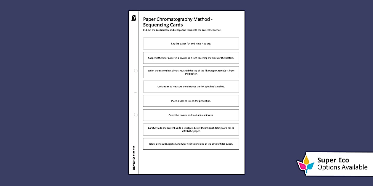 Paper Chromatography Method Sequencing Cards | Chemistry | Beyond