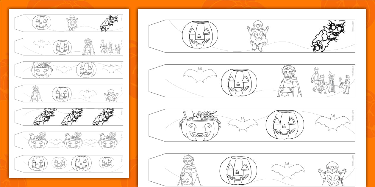 Halloween Colouring Paper Chains - Twinkl