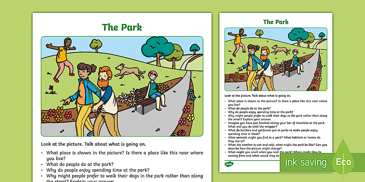 The Park Oral Language Worksheet / Worksheet (teacher made)