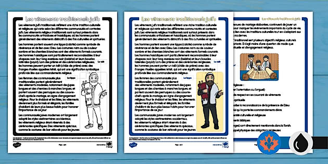 Judaism Traditional Clothing Reading Comprehension French