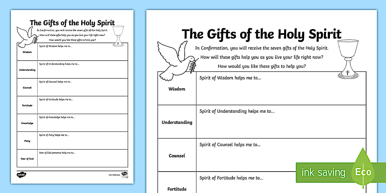 The Gifts of the Holy Spirit Worksheet | Easily Downloadable