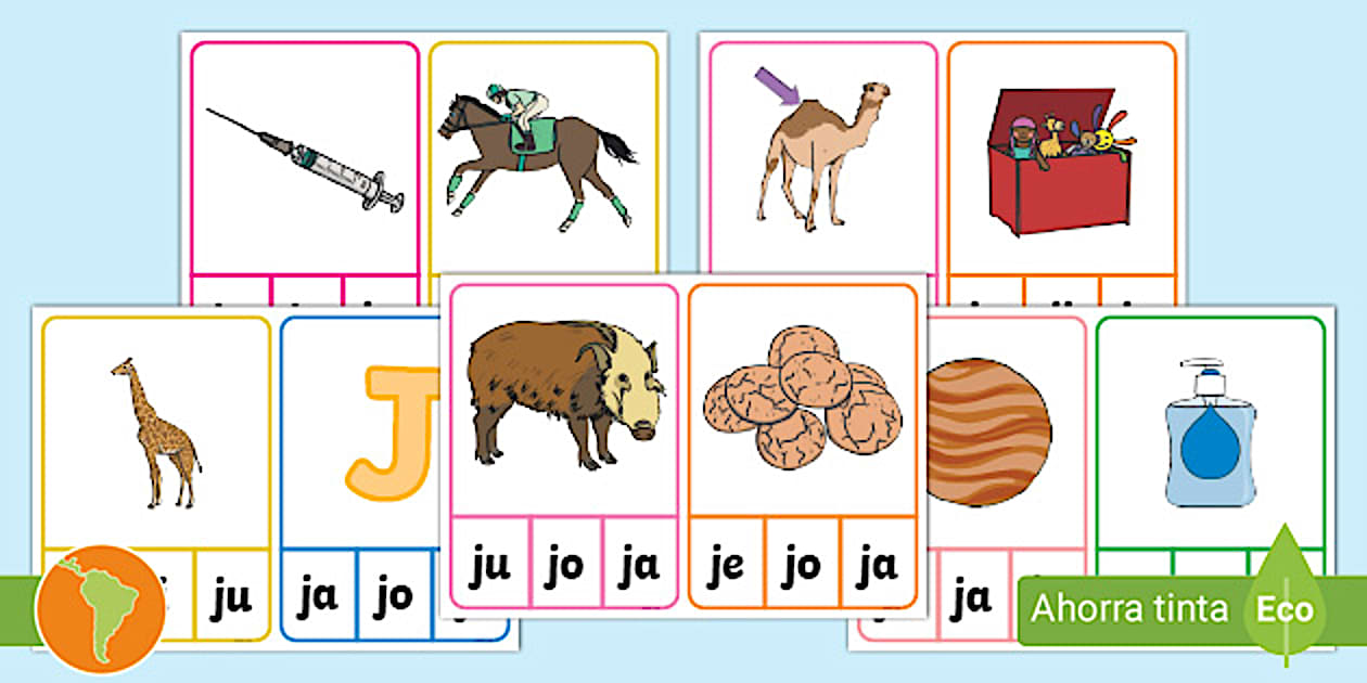 Encuentra el valor sonoro inicial con las sílabas ja, je, ji, jo, ju ...