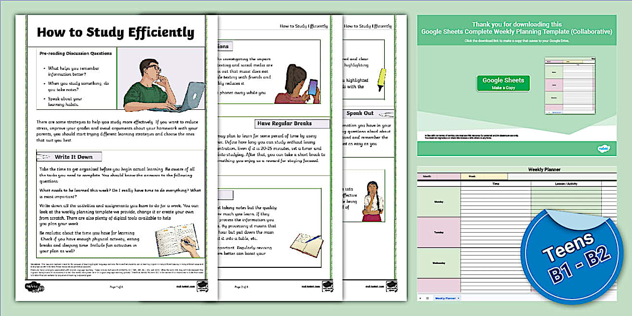 ESL Efficient Study Tips for Teens (teacher made) - Twinkl