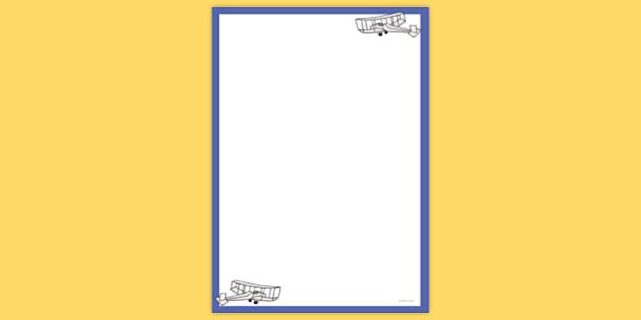 Simple Blank Wright Flyer Aeroplane Page Border | Page Borders | Twinkl