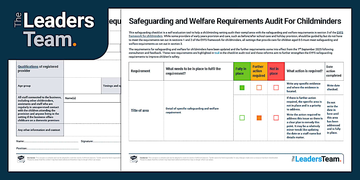 Safeguarding Childminders Audit Template (teacher made)