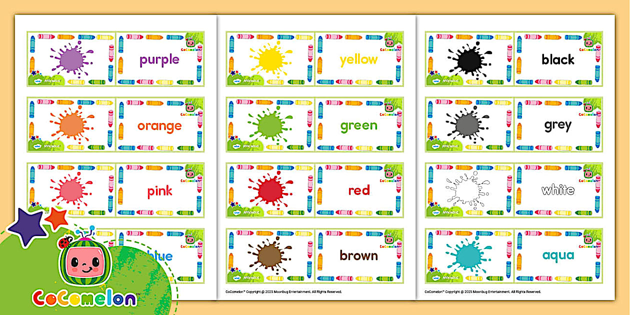 FREE! - CoComelon: Colour Words and Pictures Matching Cards