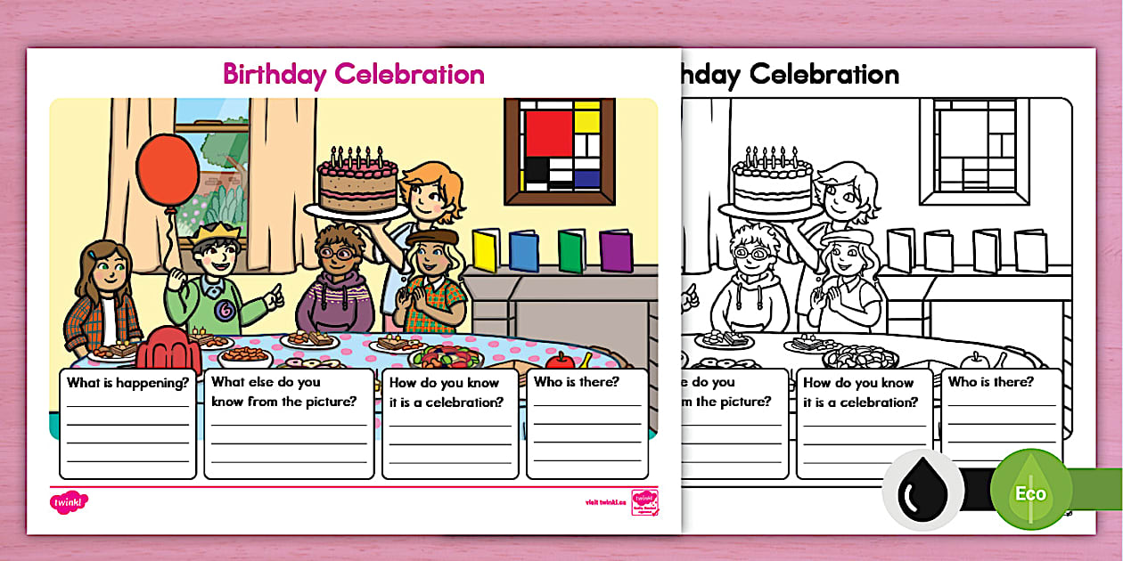 Birthday Celebration Worksheet (teacher made) - Twinkl