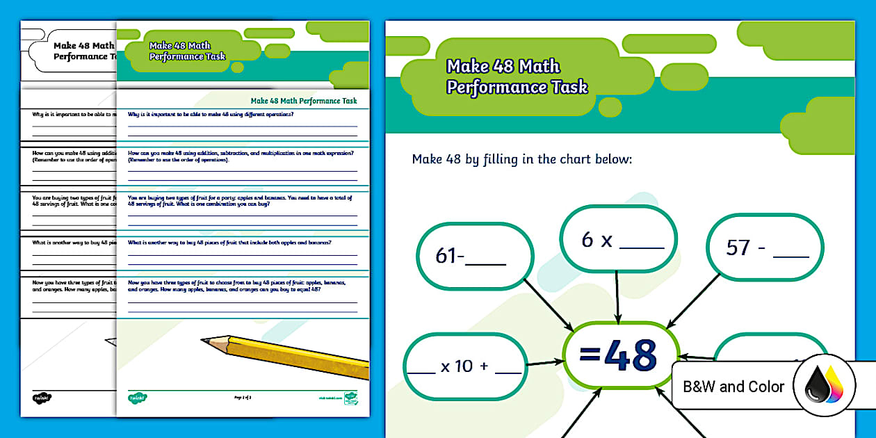 Third Grade Make 48 Math Performance Task - Twinkl