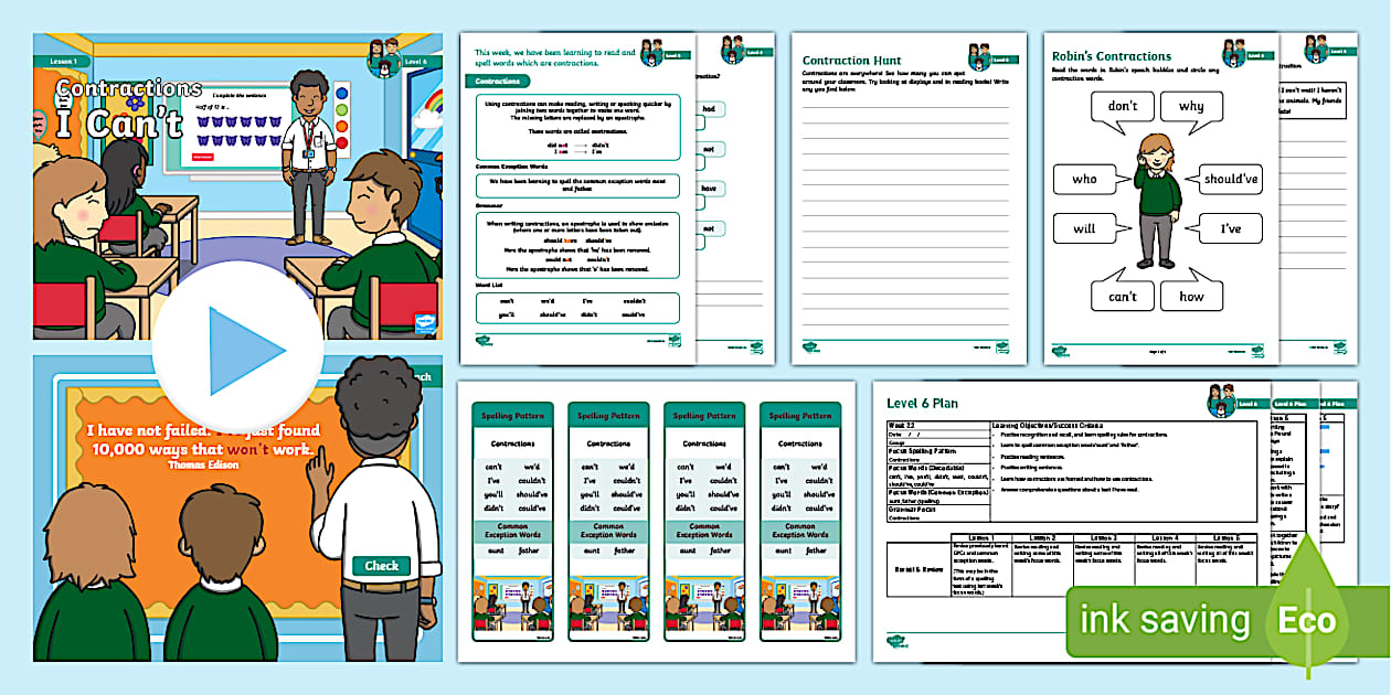 Contractions Lesson Pack - Level 6 Week 22 Lesson 1 - Twinkl