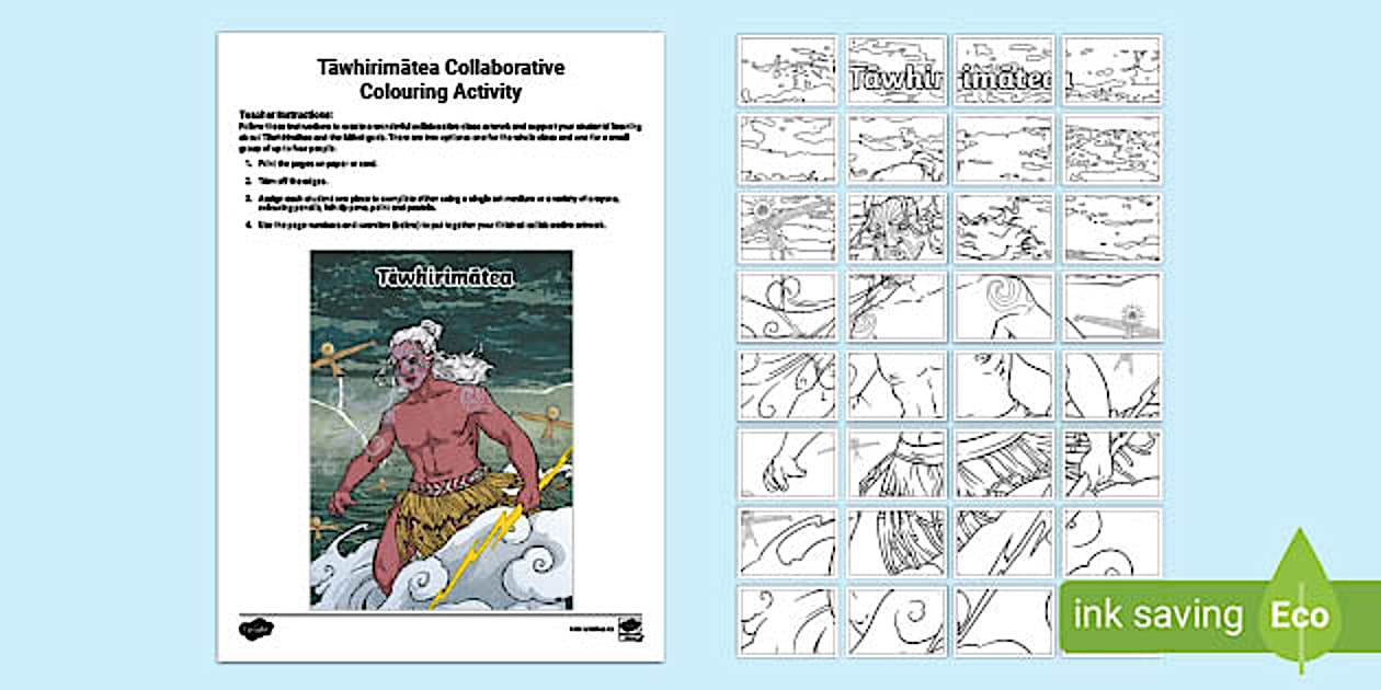 Tāwhirimātea Collaborative Colouring Activity - Twinkl