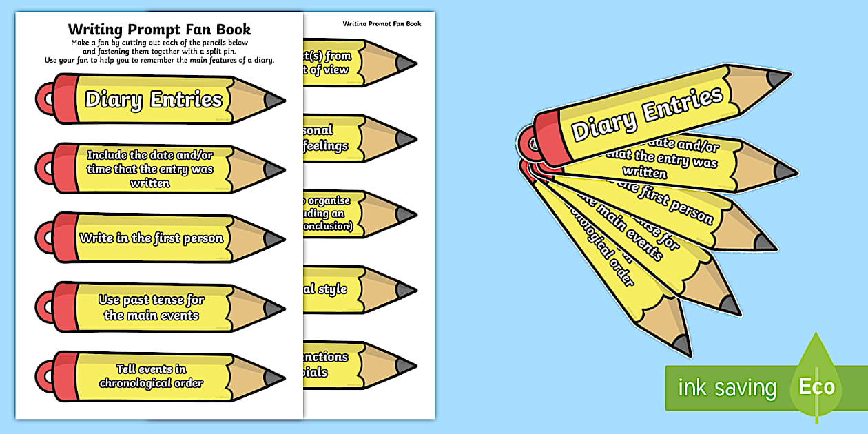 Pencil-Themed Diary Entry Writing Prompt Communication Fan