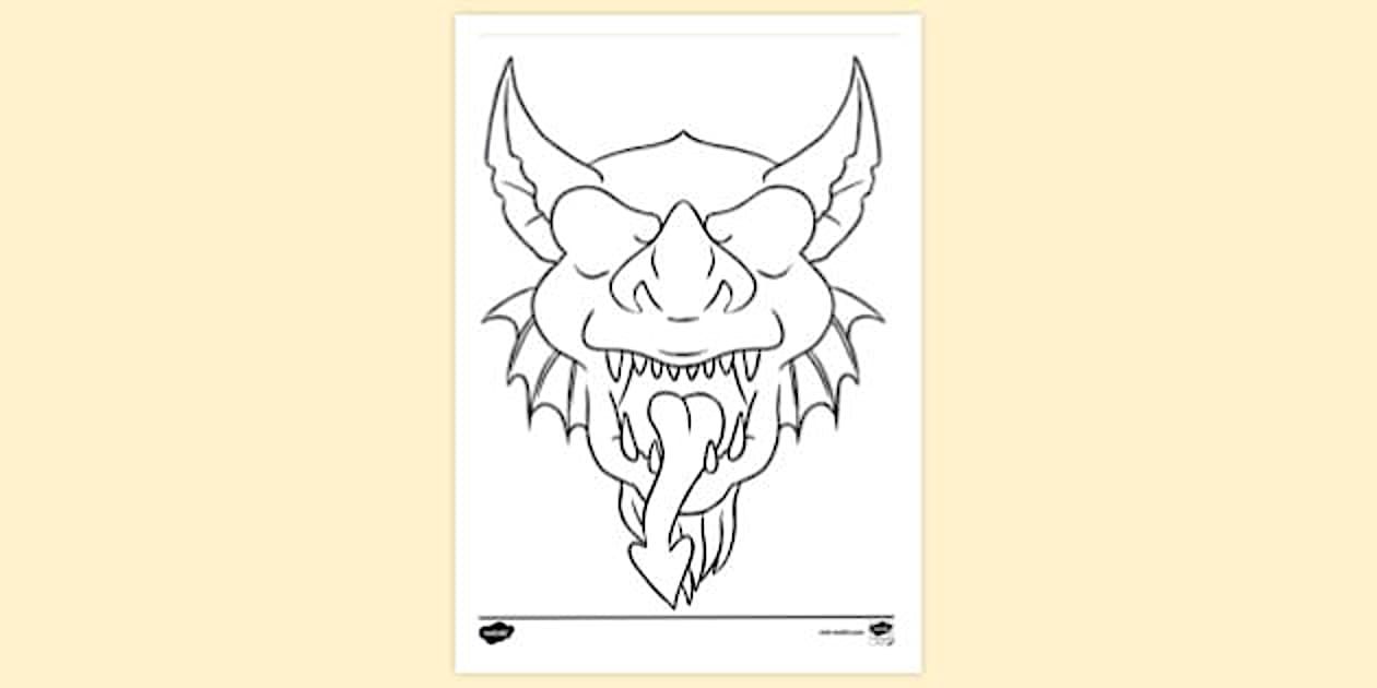 Welsh Red Dragon Mask Colouring | Colouring Sheets - Twinkl