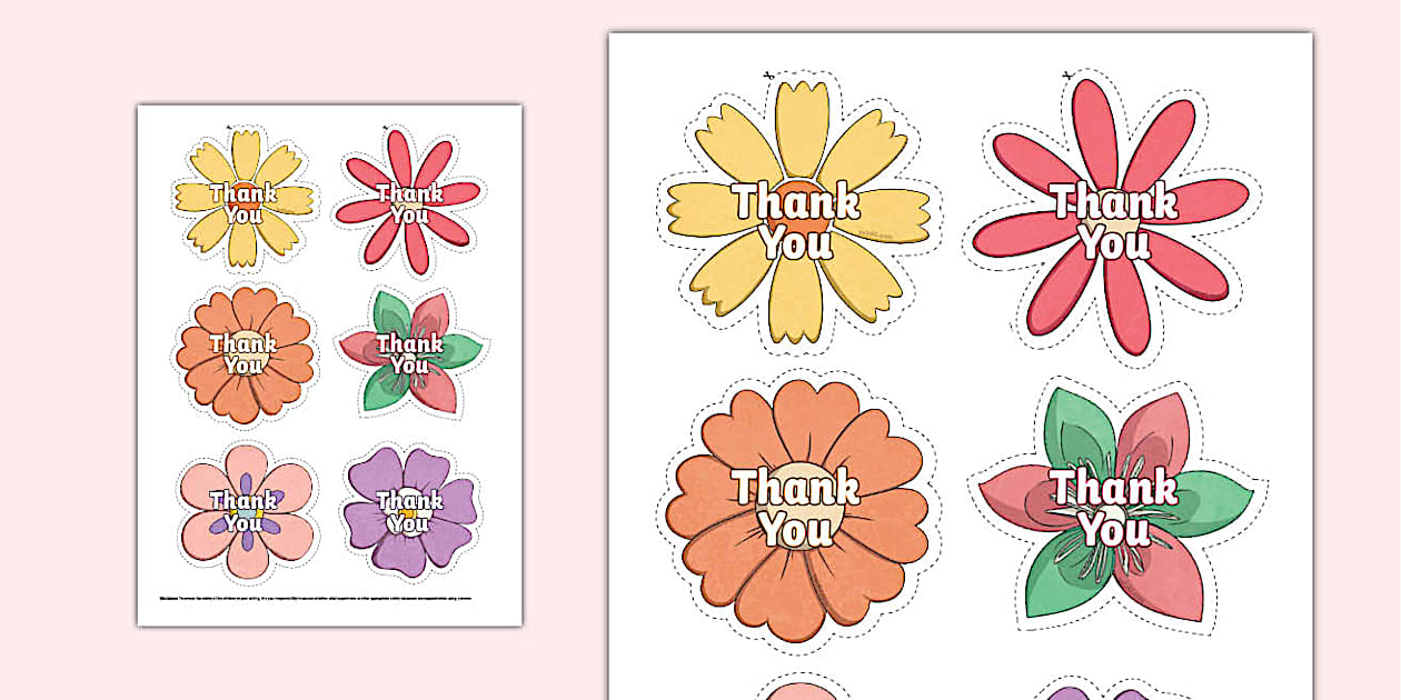 Thank You Flower Cut Outs (teacher made) - Twinkl