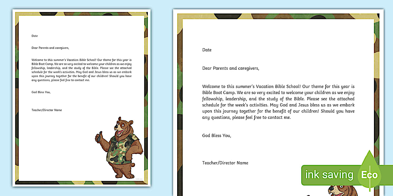 Vacation Bible School Parents’ Letter | Twinkl USA