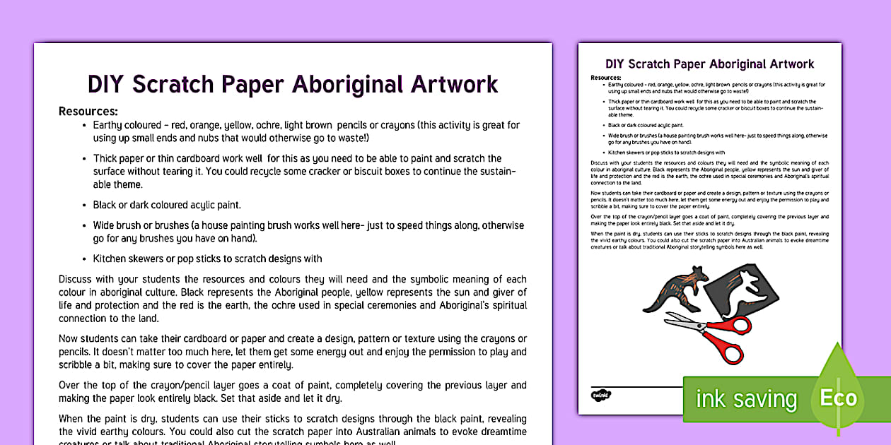 DIY Scratch Paper Aboriginal Artworks Lesson Plan
