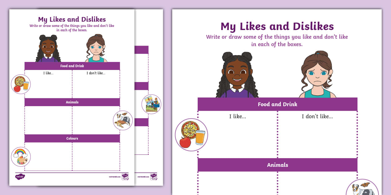 My Likes and Dislikes Activity | Twinkl (teacher made)
